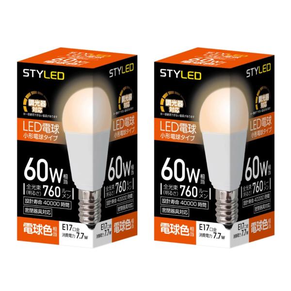 【商品概要】【調光器対応】全光束:760lm(小形電球60W相当)/消費電力:7.7W光色:電球色(2700K)設計寿命：40000時間(設計寿命は保証値ではありません)本体サイズ：直径35×高さ71ミリ配光角：230度/保証期間：1年【商...