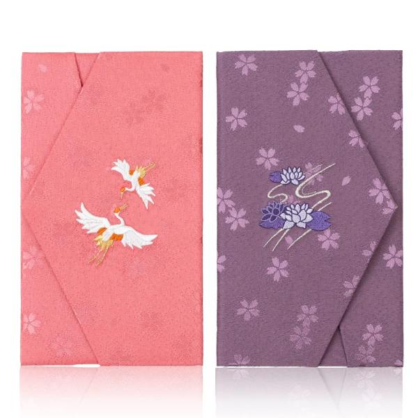 【商品概要】慶弔の２枚セットの袱紗です。一般的な祝儀袋や香典袋(10.5cm×18.5cm)に対応しています。京都の創業70年以上風呂敷・袱紗専門店が丹精込めて作成しています。冠婚葬祭マナーBOOK付きで【初めてのふくさ】にもおすすめ商品は...