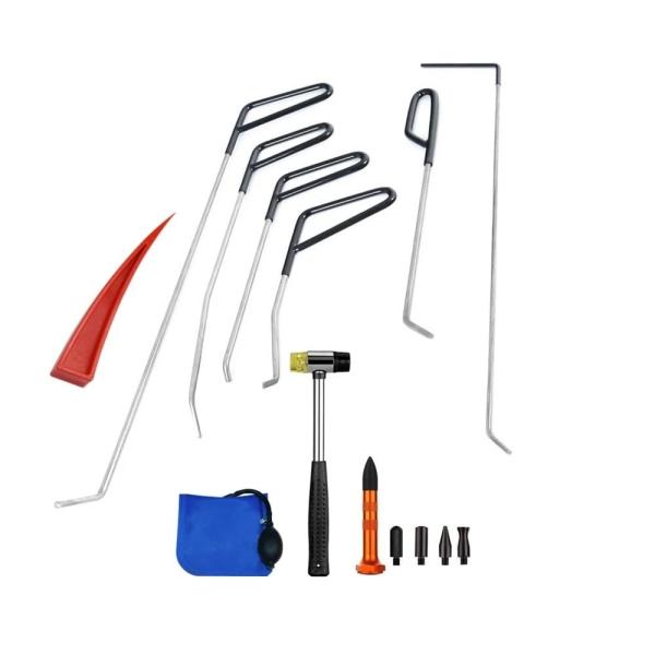 【商品概要】【機能が多い】このデントツールセットは車のくぼを修理だけでなく、冷蔵庫やバイク、洗濯機の凹みにも修復できます。適用範囲が広い、機能が多い板金工具です。【お得な14点セット】このデントリペアツールセットは型違ったデントリペアツール...