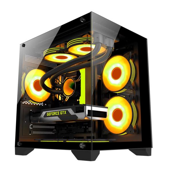 【商品概要】ケースタイプ M-atx,itx商品の推奨用途 ゲーミング材質 強化ガラス冷却方法 空冷/水冷商品の寸法 L348*W280*H377mm注*：本製品のファンは一切付いておりません。写真のファンは展示用です。ご了承ください。【商...
