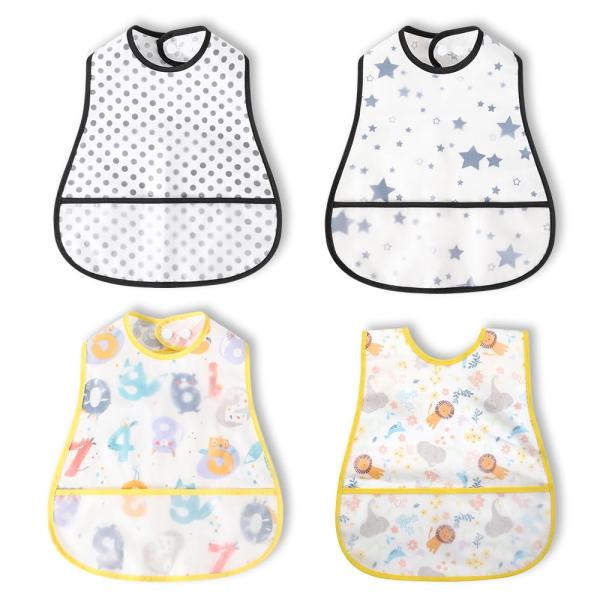 【商品概要】【お肌に優しい綿混×防水EVAの2重構造】 表面は水を通さない安全なEVAフィルム、裏面は吸水性のある柔らかな綿。服への浸透をしっかり防ぎつつ、赤ちゃんのデリケートな肌にもソフトな着け心地です。【大きな立体ポケットで食べこぼしガ...