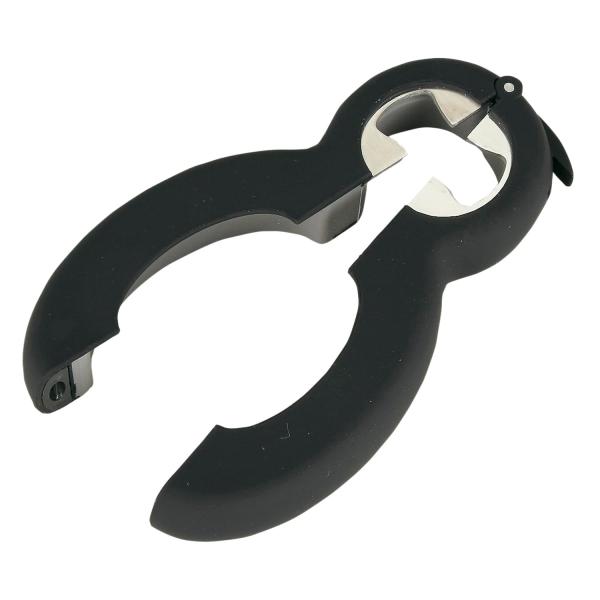 【商品概要】握りやすく使いやすい大きい1台5役の万能オープナーです。サイズ：143×62×25mm　重量：152g素材・材質：樹脂部＝ABS樹脂（耐熱温度80℃）・熱可塑性エラストマー（耐熱温度80℃）、金属部＝ステンレススチール生産国：中...