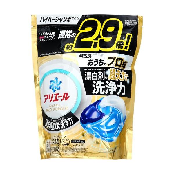 【商品概要】内容量：26個【商品説明】【商品詳細】ブランド：Procter &amp; Gamble商品種別：ドラッグストア商品名：アリエール 洗濯洗剤 ジェルボール PRO POWER つめかえ ハイパージャンボサイズ 26個製造元：P&...