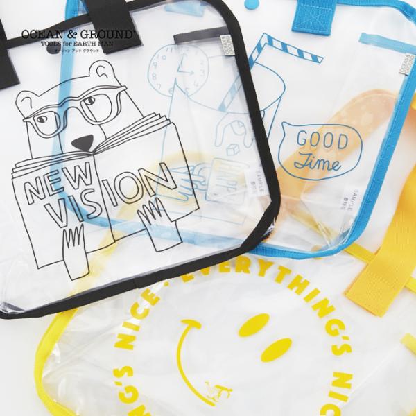 ■商品説明毎年大好評のオーシャン&amp;グラウンドのプールバッグ。透け感のあるクリア素材に新作の手描きタッチの緩いプリントが可愛い。男の子も女の子も使えるデザイン。本体素材:PVCカラー展開：ブラック(BK)・ターコイズ(TB)・イエロー...