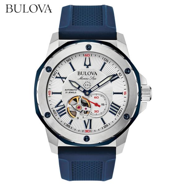 ブローバ メンズ腕時計 マリンスター BULOVA 正規品正規メーカー保証3年間・品番：98A225・ムーブメント：自動巻き／42時間パワーリザーブ・ケース素材：ステンレススチール（ステンレス＋ブルーPVD）・ストラップ素材：シリコンラバー...