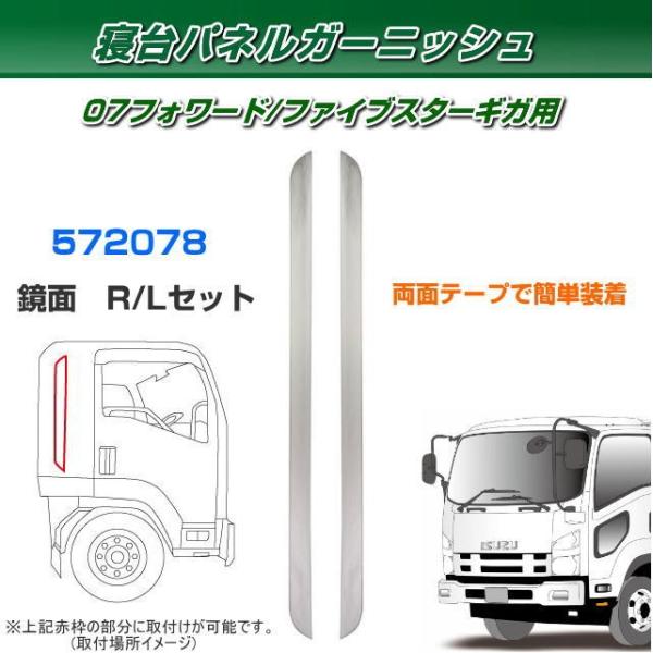 寝台パネルガーニッシュ　ファイブスターギガ用　Ｈ.27.11〜●両面テープで貼るだけの簡単取付!●入数:1セット(右x1　左x1)※ステンレス製です。メッキパーツではありません。※鋭利な箇所がございますので、怪我のないよう手袋等で保護をし取...