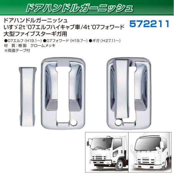 ドアハンドルガーニッシュ　いすゞ'07エルフ　ハイキャブ車【適合】●いすゞ　'07エルフハイキャブ（H19.01〜）