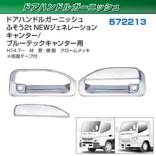 ドアハンドルガーニッシュ　ジェネレーション/ブルーテックキャンター【適合】●フソー　ジェネレーションキャンター（H14.7〜H22.10）●フソー　ブルーテックキャンター（H22.11〜）