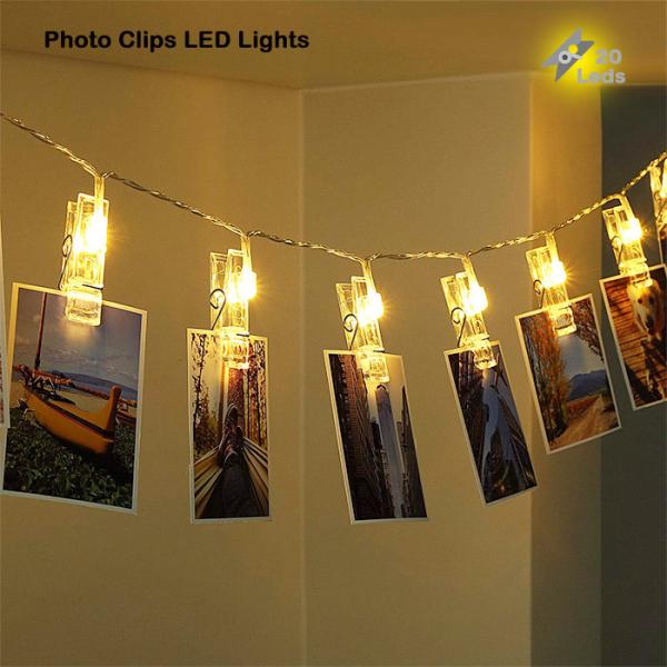 カラー ・本体：クリア・LED：暖かみのある白（電球色）サイズ ・全長：3m・クリップ(LED)数：20個・クリップサイズ：5.5×1.3×1cm平置き採寸のため、誤差がございます商品説明 LED　クリップ付きフォトガーランドクリップにLE...