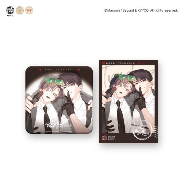 人気ウェブコミック『4週間の恋人』四角缶バッジ（ラブトラッキングver.）中国限定 公式グッズ■ 構　成：缶バッジ+ポラロイド（商品内容に記載がないため、画像を見ての独自判断です）■ サイズ：画像参照■ 製造社：エムジェットファミリー■ 製...