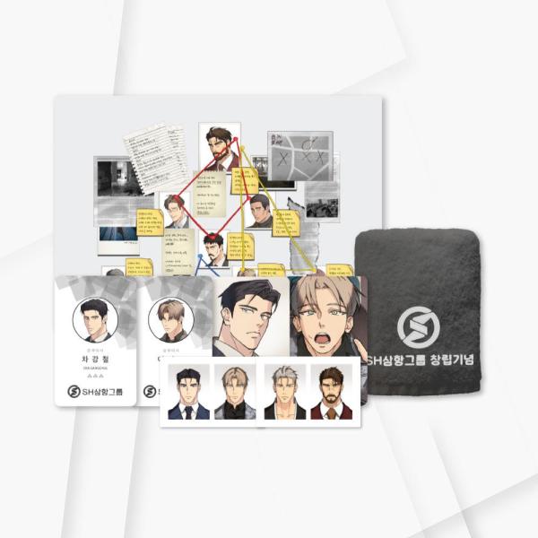 人気ウェブまんが『三叉路暴力団』サムヒャングループ パッケージ韓国 公式グッズ■ 構　成：手ぬぐい+社員証2種+フォトカード2種+証明写真4名+A4ポスター+封筒■ 素　材：綿100％、PAPER、PVC他■ サイズ：画像参照■ 製造社：ヘ...