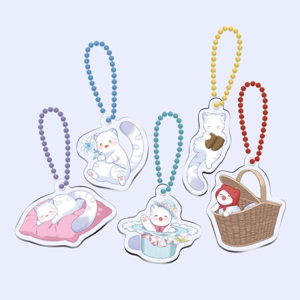 『クロヒョウ家のユキヒョウお嬢様』ミニ アクリルキーリング（5種類から一つ選択）【構成】ミニ アクリルキーリング全5種(1)雪原の息吹とティエル(2)帽子ティエル(3)クッションティエル(4)バスケットティエル(5)パンティエル※ご注文時に...