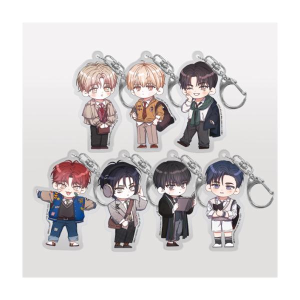 人気まんが『デビューできないと死ぬ病気にかかってしまいました』公式グッズアクリルキーリング POP-UP Ver. (7種から1つ選択)■ 素　材：ACRYLIC、METAL■ サイズ：約40x70mm■ 選　択：1.パク・ムンデ2.ソン・...