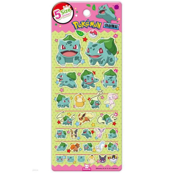 韓国の正規品（輸入品）ですポケットモンスター（ポケモン）の人気キャラクターたちが、ひとつのシートにぎゅっと詰まった「5サイズステッカー」です。XS・S・M・L・XLの5段階サイズで構成されており、小さなワンポイントから、存在感のあるメイン使...