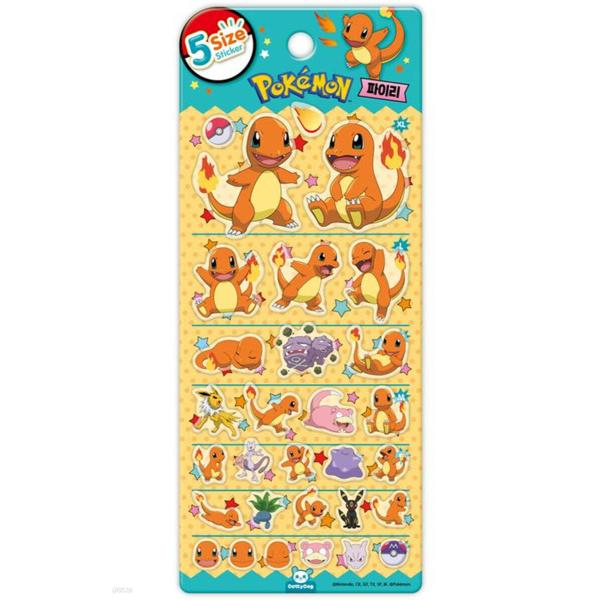 韓国の正規品（輸入品）ですポケットモンスター（ポケモン）の人気キャラクターたちが、ひとつのシートにぎゅっと詰まった「5サイズステッカー」です。XS・S・M・L・XLの5段階サイズで構成されており、小さなワンポイントから、存在感のあるメイン使...
