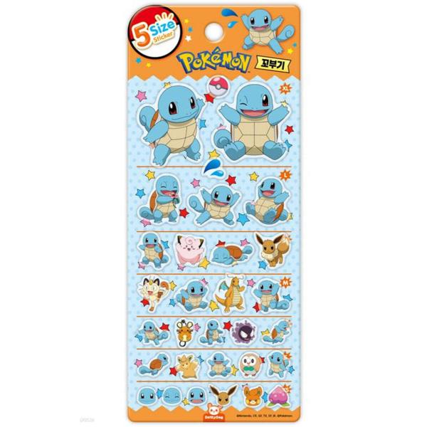 韓国の正規品（輸入品）ですポケットモンスター（ポケモン）の人気キャラクターたちが、ひとつのシートにぎゅっと詰まった「5サイズステッカー」です。XS・S・M・L・XLの5段階サイズで構成されており、小さなワンポイントから、存在感のあるメイン使...