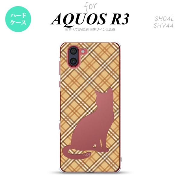 SH-01M/SHV44 AQUOS R3 スマホケース ハードケース 猫 チェック A 茶+:-:+:-:+:-:+:-:+:-:+:-:+:-:+:-:+:-:+:-:+:-:+:-:+:-:+:-:+:-:+:-:+:-:+:-:+:...