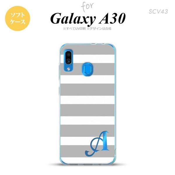 SCV43 Galaxy A30 スマホケース カバー ボーダー 大 グレー 白 +アルファベット+:-:+:-:+:-:+:-:+:-:+:-:+:-:+:-:+:-:+:-:+:-:+:-:+:-:+:-:+:-:+:-:+:-:+:-...