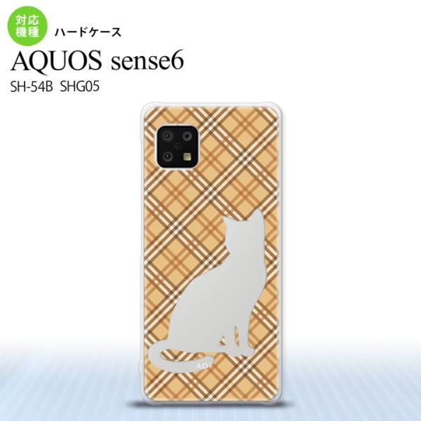 SH-54B SHG05 AQUOS sense6 スマホケース ハードケース 猫 チェック A 茶+:-:+:-:+:-:+:-:+:-:+:-:+:-:+:-:+:-:+:-:+:-:+:-:+:-:+:-:+:-:+:-:+:-:+:...