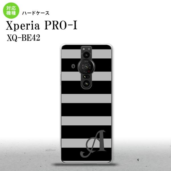 XperiaPRO-I Xperia PRO-I スマホケース 背面ケース ハードケース ボーダー 大 黒 グレー +アルファベット+:-:+:-:+:-:+:-:+:-:+:-:+:-:+:-:+:-:+:-:+:-:+:-:+:-:+:...