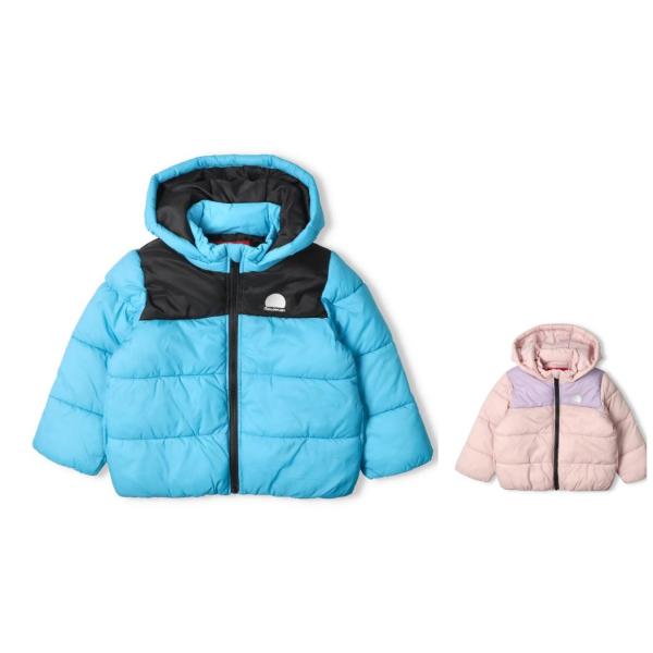 丸高衣料ブランド　moujonjon  軽くて使い勝手の良い中綿入りジャケットです。どんなアイテムとも合わせやすい無地デザイン。フードは取り外し可能なので、通園通学にもオススメ。●素材　本体部　ナイロン１００％　裏地・中綿　ポリエステル１０...