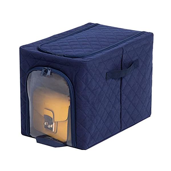 商品仕様:サイズ/約幅25×奥行40×高さ28cm、カラー/ネイビー、内容/1個、収納目安/薄手シャツなど:約2024枚・セーターなど:約810枚、材質/ポリプロピレン・ポリエステル・合成繊維アクリレート系・ポリエチレン・鉄・厚紙通気性の良...