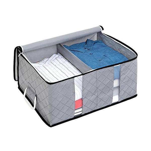 商品仕様:サイズ/約幅48×奥行35×高さ25cm、内容/1枚、カラー/グレー、収納目安/長袖シャツなら約24~28枚・セーターやトレーナーなら約6~8枚、材質/ポリプロピレン・活性炭・ポリエチレン活性炭のチカラで消臭保管:活性炭のチカラで...