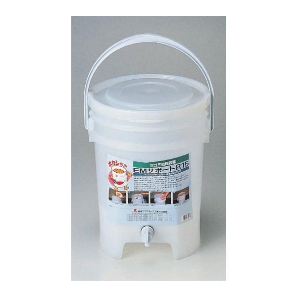 サイズ　（外）307mm径×高402mm　容量15L。生ゴミのリサイクルにご利用になれます。本容器に生ゴミを入れ、EM（有効微生群）の生ゴミ処理材を入れて発酵させます。EM処理した生ゴミは、家庭菜園やプランターにご利用できます。液肥(排水）...