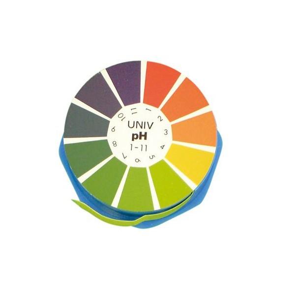 pH1間隔の変色表が添付されています。pHのわからない検液に