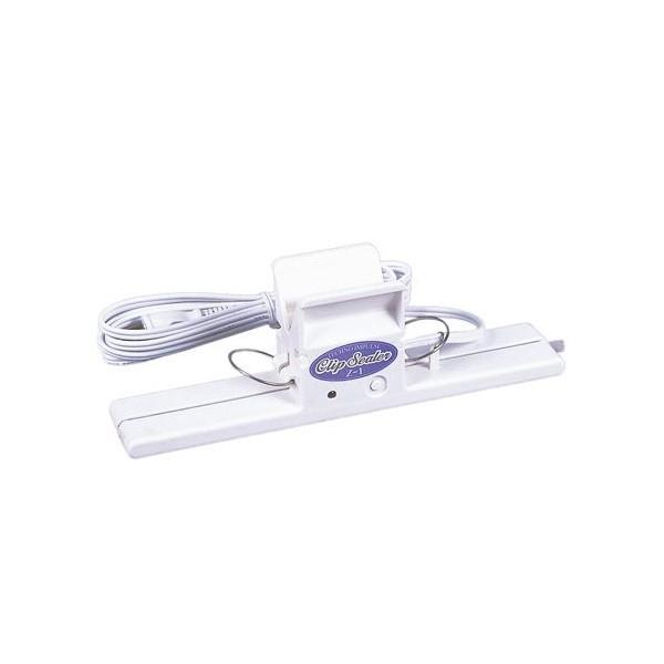 はさんでボタンも押すだけの簡単操作です。0.5秒でピタッと密着します。シール寸法（mm）　幅2×長200