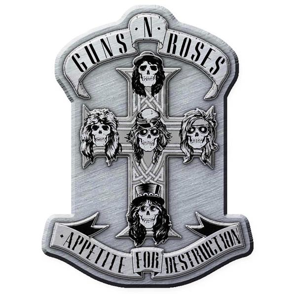 GUNS＆ROSESのメタル(金属)ピンバッジです裏面2点留め縦40mm 横25mm