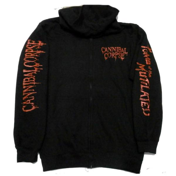 フロリダのデスメタルCANNIBAL CORPSE ジップパーカーですイギリスのオフィシャルショップからの輸入品です【サイズ詳細】Sサイズ 着丈67cm 身幅(脇下)50cmMサイズ 着丈69cm 身幅(脇下)55cmLサイズ 着丈71cm...