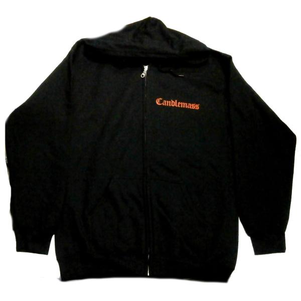 スウェーデンのドゥームメタルCANDLEMASS ジップパーカーですイギリスのオフィシャルショップからの輸入品です【サイズ詳細】Mサイズ　着丈65cm　身幅(脇下)56cmLサイズ　着丈68cm　身幅(脇下)61cmXLサイズ 着丈72cm...