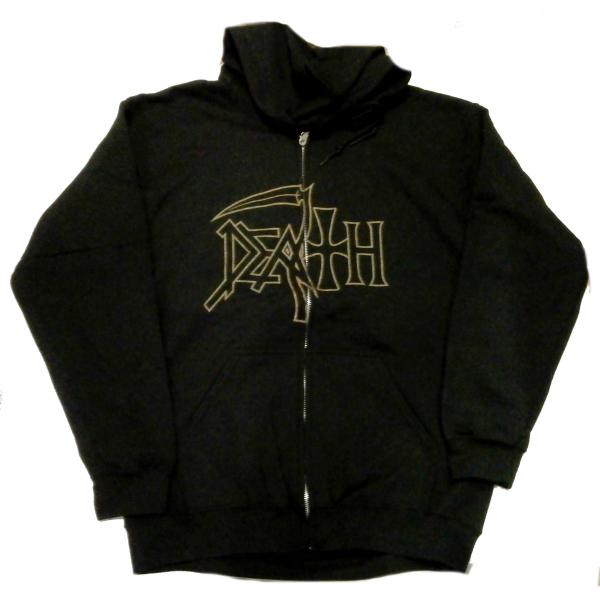 フロリダのデスメタルDEATH ジップパーカーですイギリスのオフィシャルショップからの輸入品です【サイズ詳細】Mサイズ　着丈65cm　身幅(脇下)56cmLサイズ　着丈68cm　身幅(脇下)61cmXLサイズ 着丈72cm　身幅(脇下)65...
