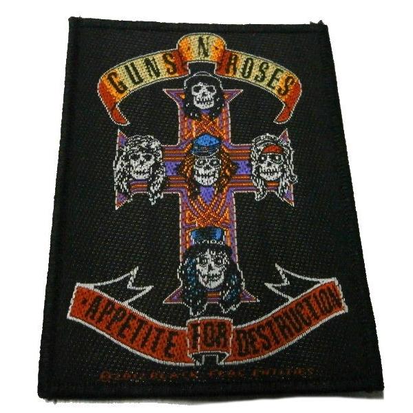 GUNS &amp; ROSES 布刺しゅうパッチです糊なし縦100mm 横75mm