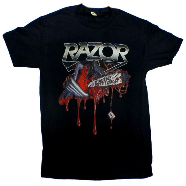 カナダのスラッシュメタルRAZOR Tシャツですバックプリントはありませんアメリカの所属レーベルからの輸入品です【サイズ詳細】Sサイズ　着丈70cm　身幅(脇下)46cmMサイズ　着丈73cm　身幅（脇下）50cmLサイズ　着丈77cm　身...