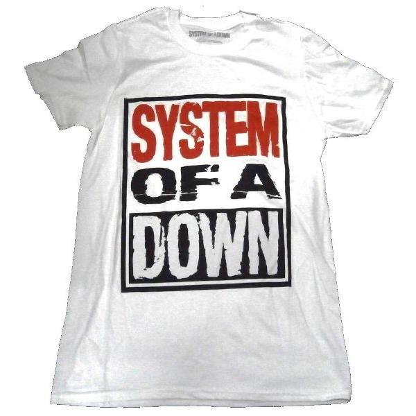 カルフォルニアのへヴィロックSYSTEM OF A DOWN Tシャツ ですバックプリントはありませんイギリスのオフィシャルショップからの輸入品です【サイズ詳細】Sサイズ　着丈69cm　身幅（脇下）45cmMサイズ　着丈71cm　身幅（脇下...