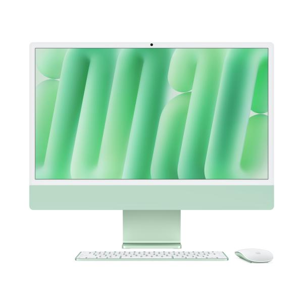「M4」チップとパーソナルインテリジェントシステム「Apple Intelligence」を搭載した、10コアGPU 24型「iMac」。ストレージは256GB、メモリーは16GB。デスクビューに対応した12MPセンターフレームカメラでビデ...