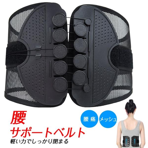 メッシュ素材の骨盤サポートベルトです簡単に引っ張って体にフィット！【ウエストサイズ】　Ｓ: 60-73　Ｍ：74-83cm Ｌ:84-96cm　ＸＬ:97-115cm【素材】　ポリエステル■糸くずがついている・縫製が荒い・生地の切り替え部分...