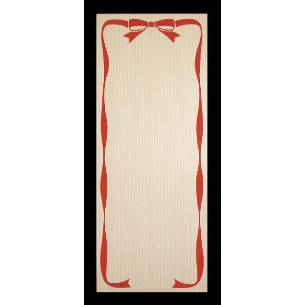 木目柄プリンター用紙　インクジェット用　90ｋ（104.7ｇ）赤リボン　祝なしサイズ　495ｍｍ×195ｍｍ（Ｍ）100枚入り写真のインクジェット紙に赤のリボンのみが印刷されています