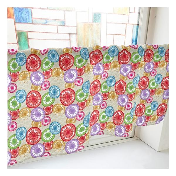 商品名：カフェカーテン 和傘 ベージュ (幅800×高さ450mm) No.41296サイズ：W800×H450mm素材：ポリエステル生地 (ポンジ)仕立て：上部棒袋、三方三巻縫製