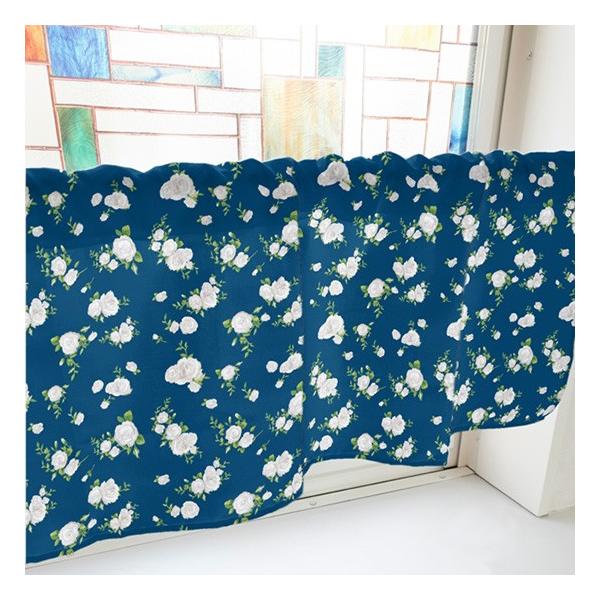 商品名：カフェカーテン バラ 白 (幅800×高さ450mm) No.41454サイズ：W800×H450mm素材：ポリエステル生地 (ポンジ)仕立て：上部棒袋、三方三巻縫製