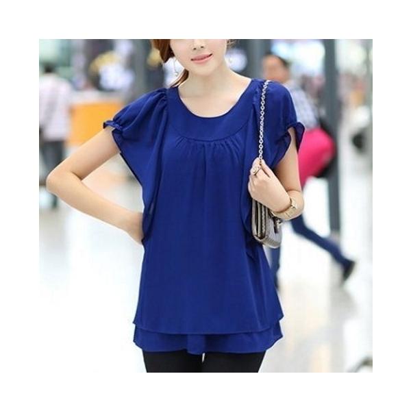 シャツ ブラウス チュニック レディース 40代 50代 きれいめ 春 夏 秋 春夏 フォーマル オフィス おしゃれ 春コーデ 春物 春服 夏物 夏服 服装 無地 丸首 半袖 フレンチスリーブ プルオーバー トップス 大きいサイズ ゆったり...