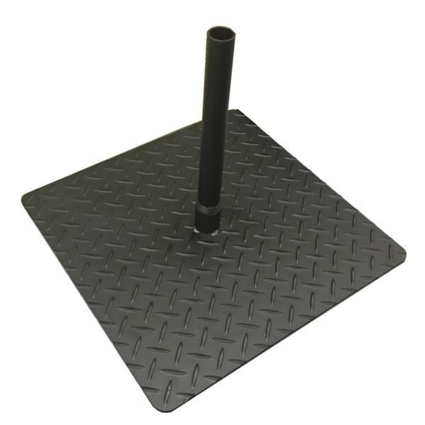 ●商品名：日本製タイヤ踏み式ポールスタンド●板サイズ：約H450×W450×D4.5mm●ポールサイズ：約H300×Φ34mm●ポール差込部分内寸：約28mm●重量：約8kg●カラー：ブラック●材質：スチール・塗装仕上げ●配送について：・送...