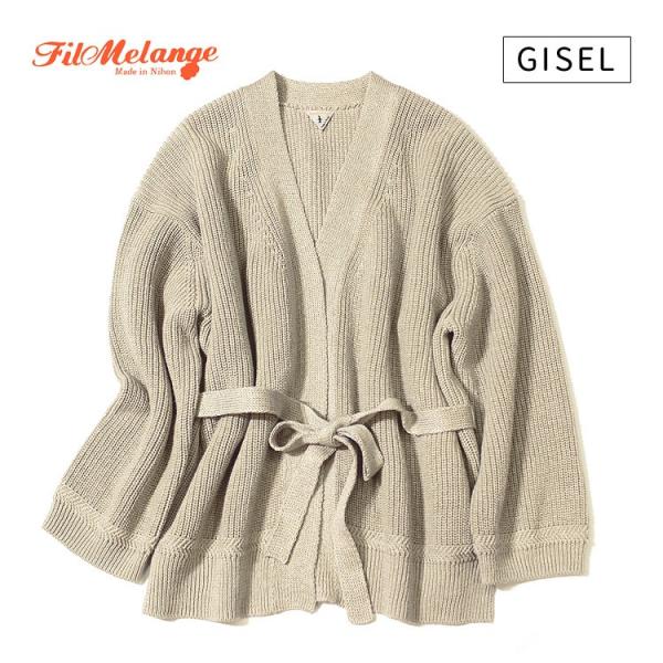 FilMelange / フィルメランジェGISEL（ジゼル）品番 2012047身長154cm、1(M)着用ウエストベルト付きのニットカーディガン。清涼感のある麻のような風合いのコットンを使用したサマーニットです。サマーニットとといえば麻...