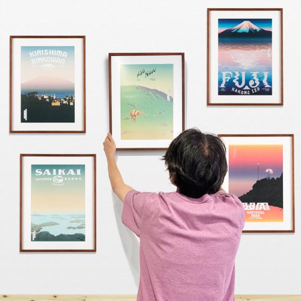 National Parks of Japan POSTER&amp;FRAME（PAPERSKY with chalkboy）日本の国立公園を描いたポスター。Chalkboy氏が、国立公園のオフィシャルパートナーであるPAPERSKYとと...
