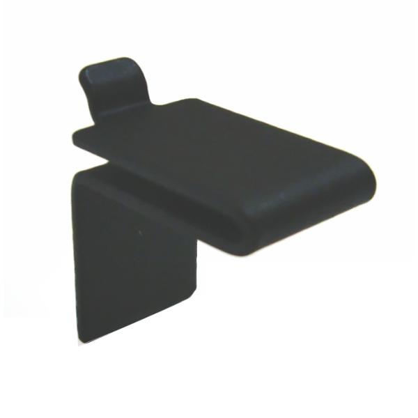 製棚受けレール（ブラック）用の爪（単品販売）です。薄型形状のため、邪魔にならず本棚などの使用に最適です。目立ちにくいのも嬉しい。※20個セット販売はこちら 耐荷重：棚板1枚当あたりの安全荷重30kg（棚板の重量含む）・・・ブラックはお手頃価...