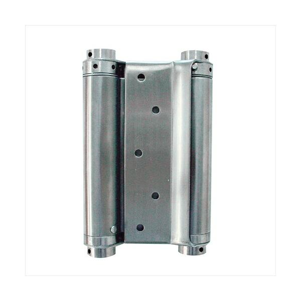 バーカウンターなどで見られる、ウエスタン扉の丁番としてご使用いただけます。[付属品]SUS 十字穴付皿木ネジ:3.5×22 調整ピン　バネ調整棒:1本/組[材質]SUS304・スチール[仕上]ヘアーライン●耐荷重(2枚使用時):7kgs