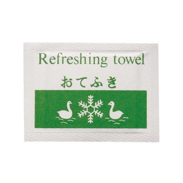 【特長】業務用　御手拭き■お弁当・仕出し等におすすめのおてふきです。■塩化ベンザルコニウム配合。【商品詳細】■商品名：業務用　紙おしぼり　お手拭き　上質　角型白鳥柄■外寸(縦×横)：55×75mm■入数：500枚