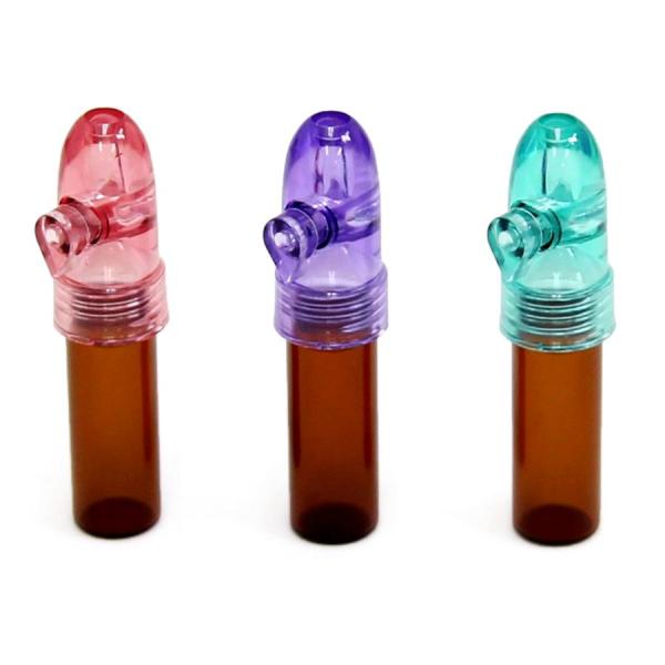 嗅ぎタバコ用スニッファーボトルです。ボトルに嗅ぎタバコを入れ、先端のノズルを回すと一定量の嗅ぎタバコを使用できます。◆仕様・高さ　　：約7.2cm・本体幅　：約1.8cm・素材　　：ボトル部分ガラス、フタ部分プラスティック・商品は1点のみと...